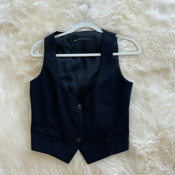 Zara | Jackets & Coats | Zara Basic Black Vest | Poshmark